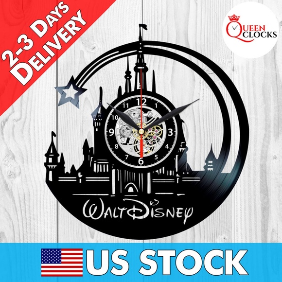 QueenClocks | Wall Decor | Disney World Vinyl Clock Wall Decor Themed ...